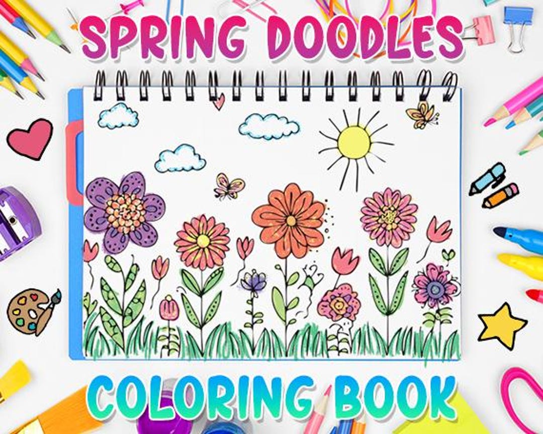 Spring Doodles Coloring Book for Kids and Adults Printable or Digital ...