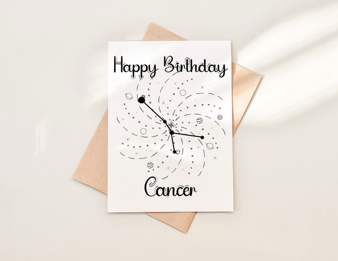 Cancer Zodiac Birthday Card Zodiac Greeting Holiday Card - Etsy