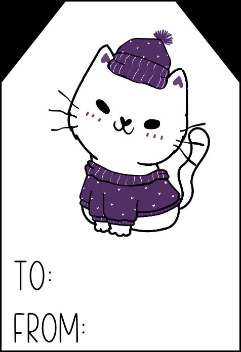 Christmas Cats Holiday Gift Tags Personalized Printable Label Set ...