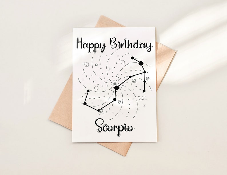 Scorpio Zodiac Birthday Card - Zodiac Greeting Holiday Card Printable ...