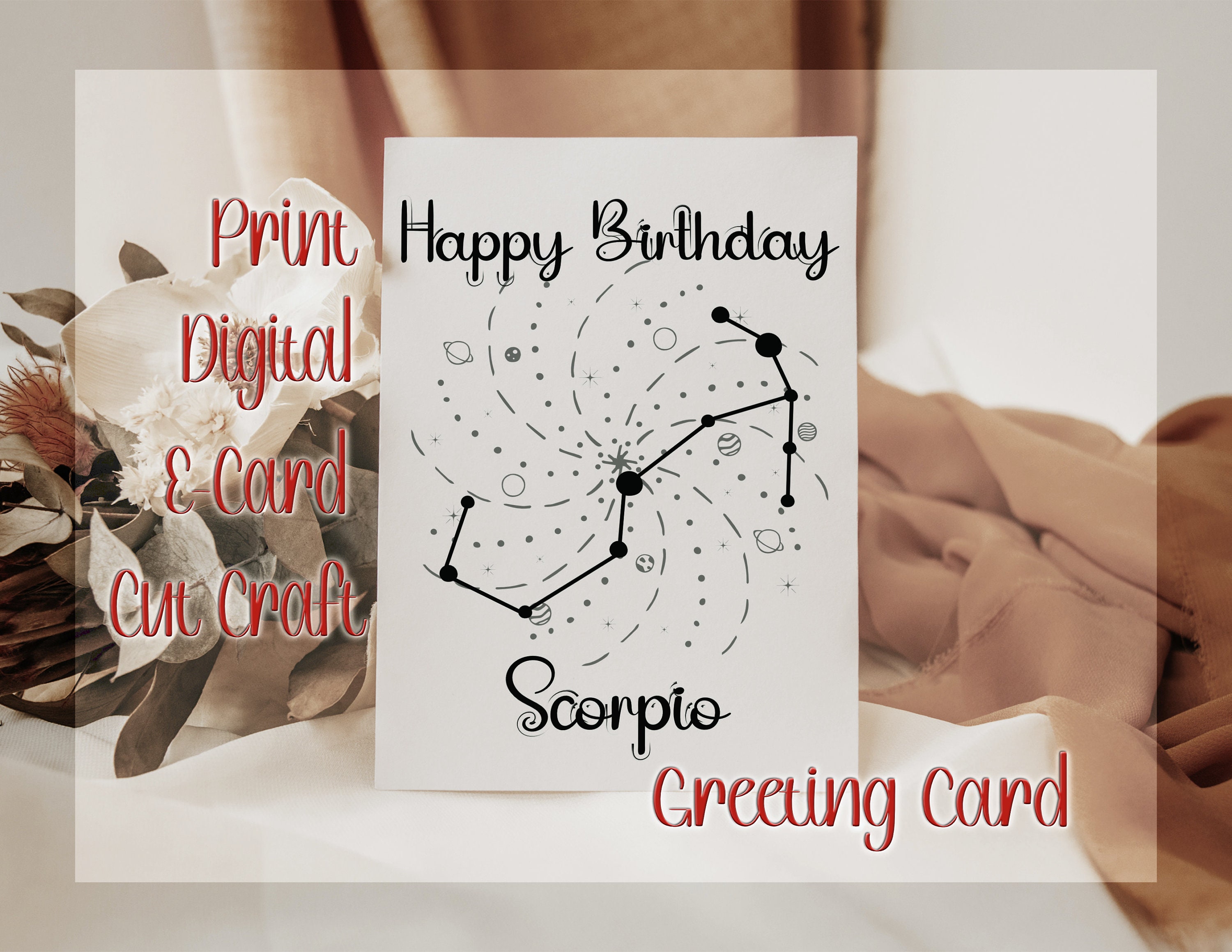 Scorpio Zodiac Birthday Card - Zodiac Greeting Holiday Card Printable ...