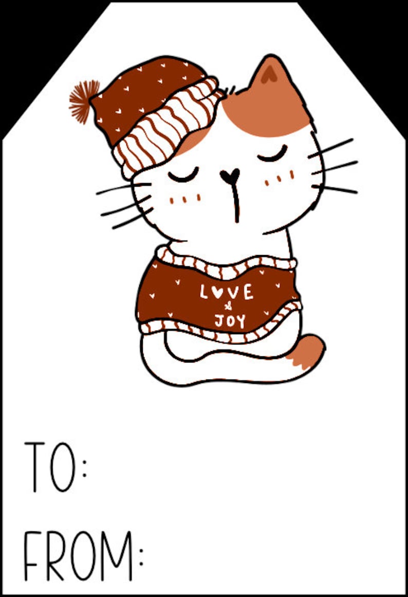 Christmas Cats Holiday Gift Tags Personalized Printable Label Set ...