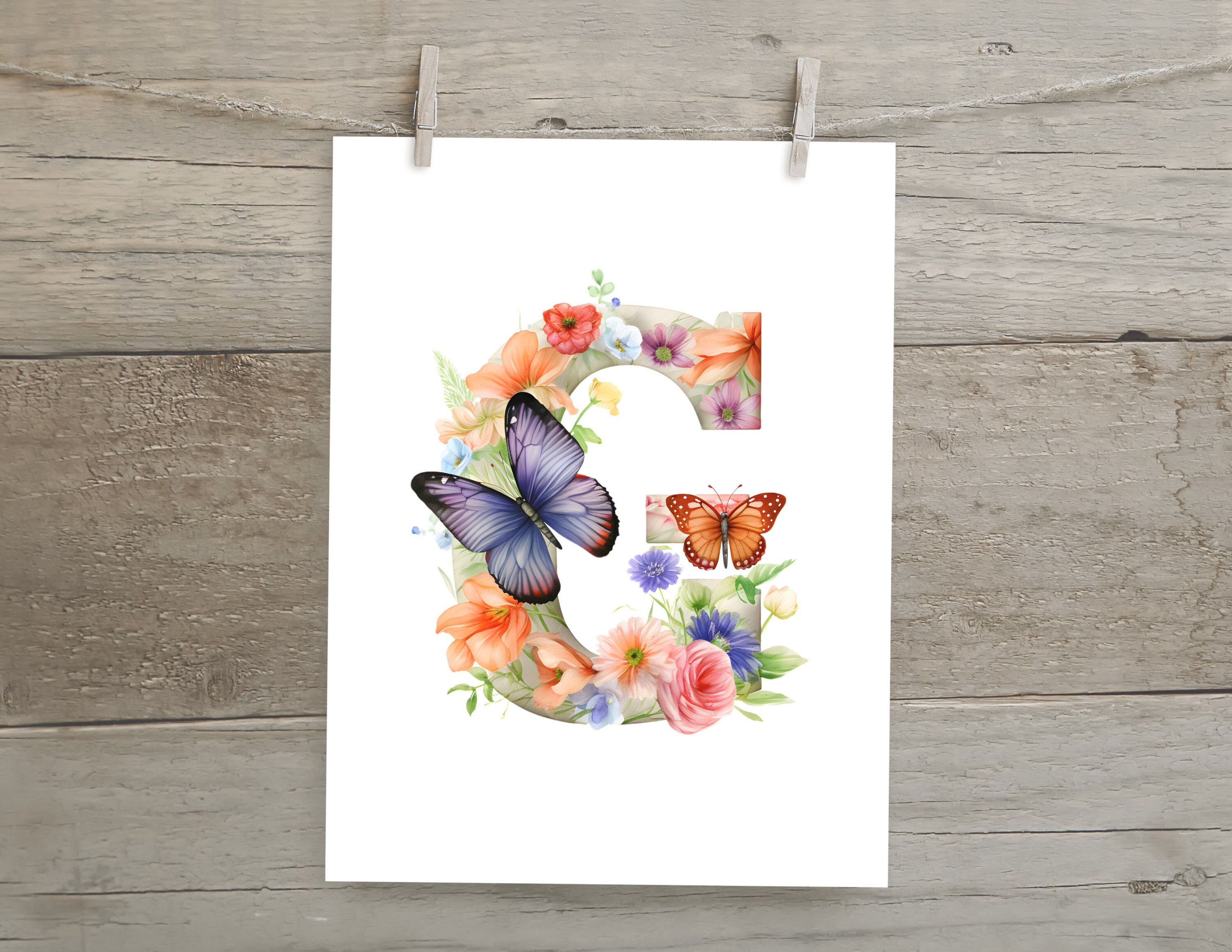 Floral Monogram Letter G Card summer Greeting Holiday - Etsy