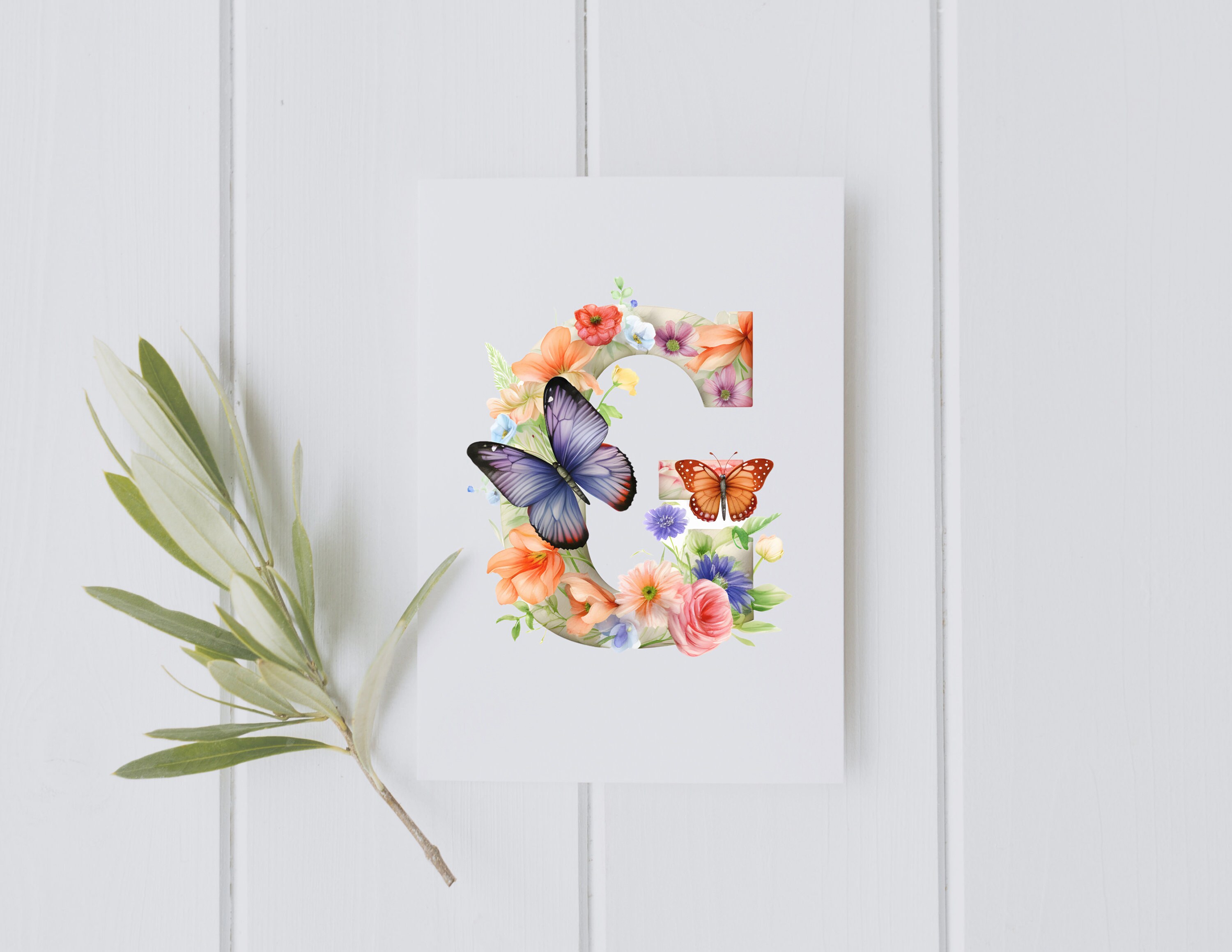 Floral Monogram Letter G Card summer Greeting Holiday - Etsy