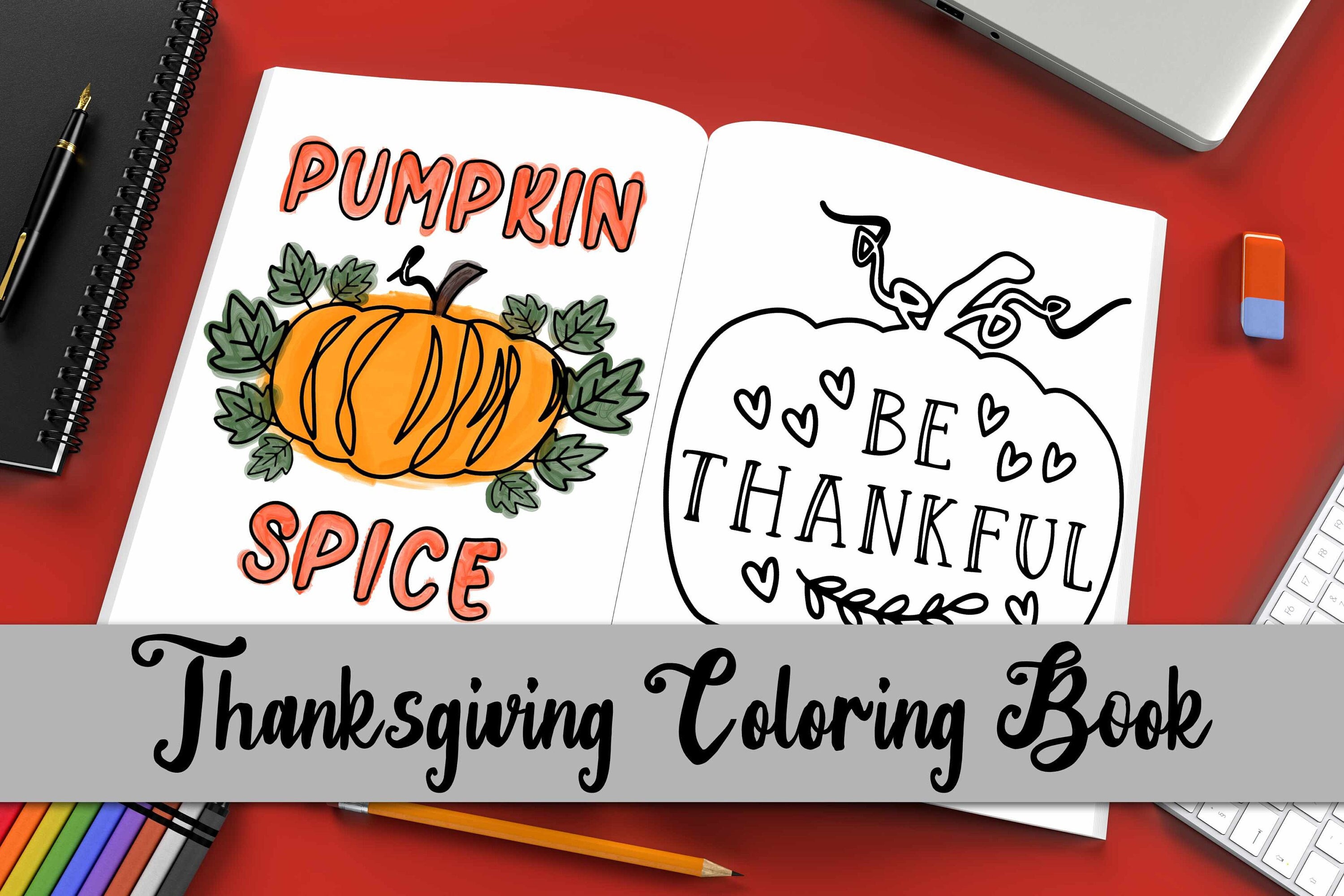 Thanksgiving Coloring - Pages for Adults or Kids - Fall and Autumn Book ...