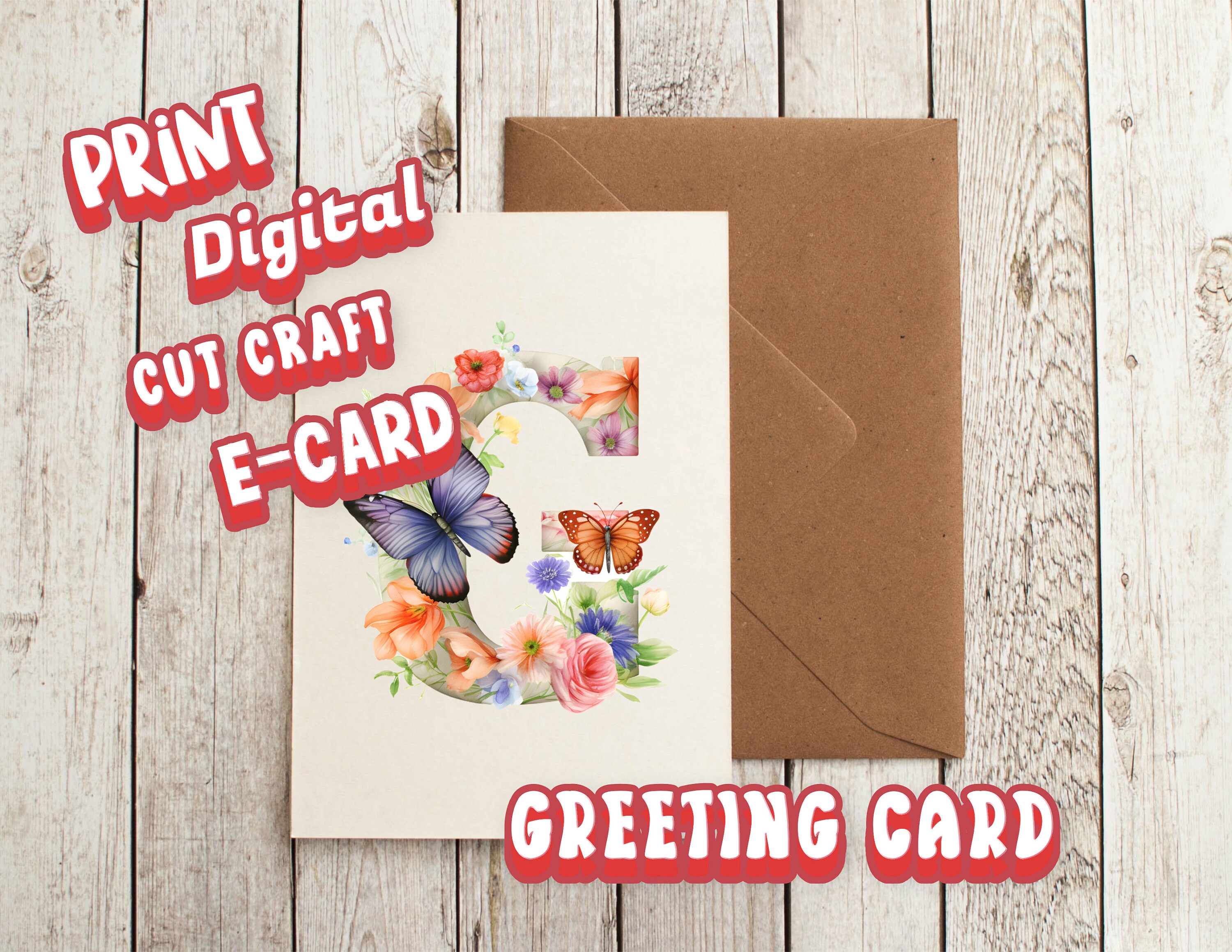 Floral Monogram Letter G Card summer Greeting Holiday - Etsy