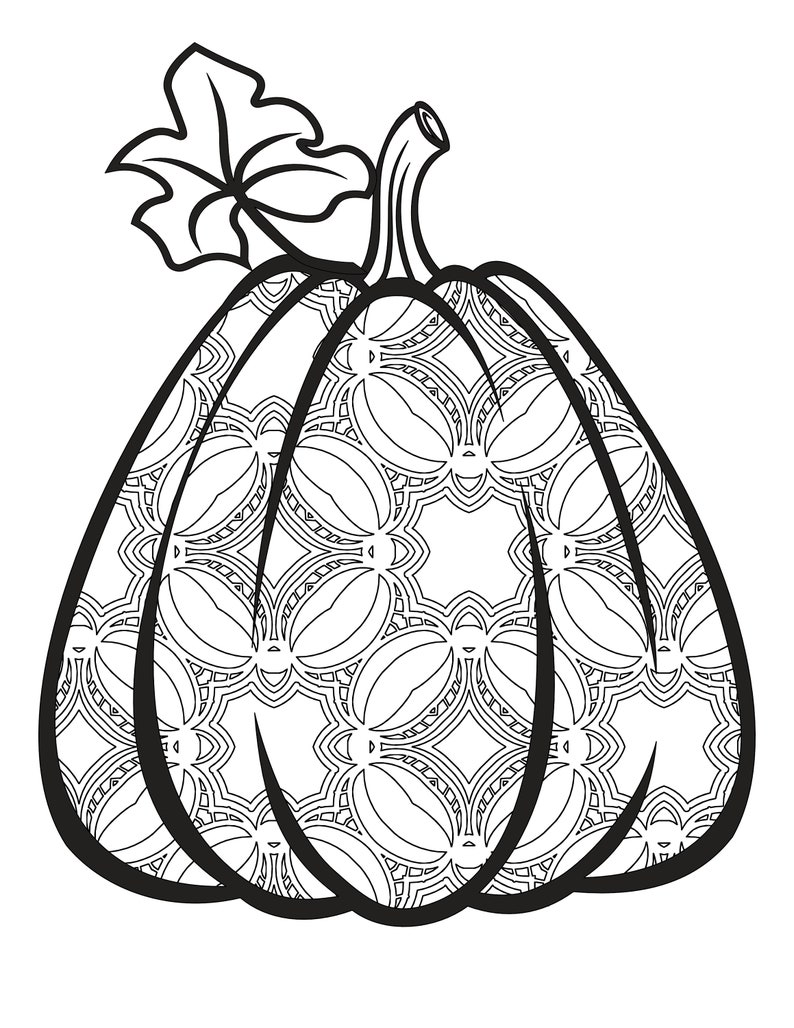 Fall and Autumn Pumpkin Coloring Book With Ornamental Designs- Coloring ...