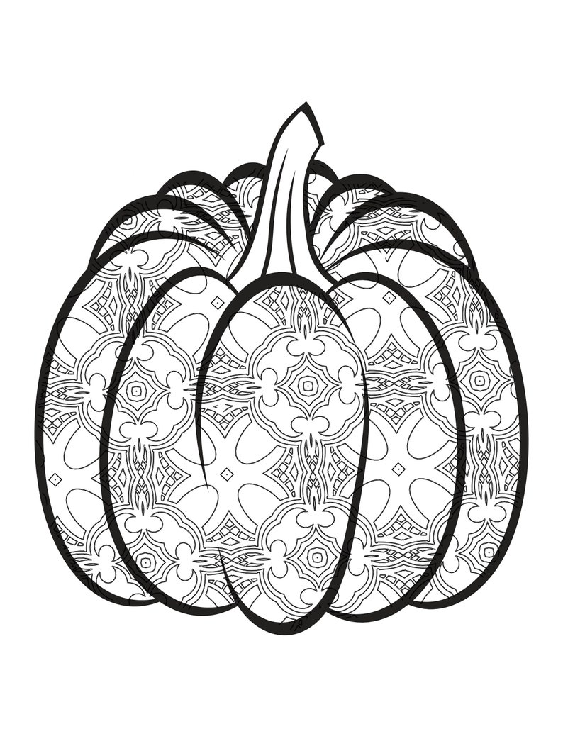 Fall and Autumn Pumpkin Coloring Book With Ornamental Designs- Coloring ...