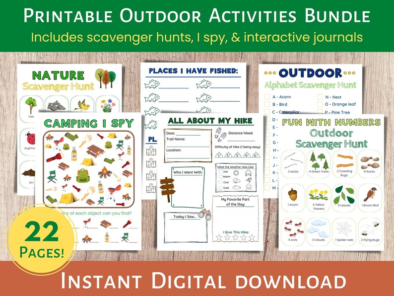 Printable Outdoor Activities for Kids Bundle Nature Games - Etsy
