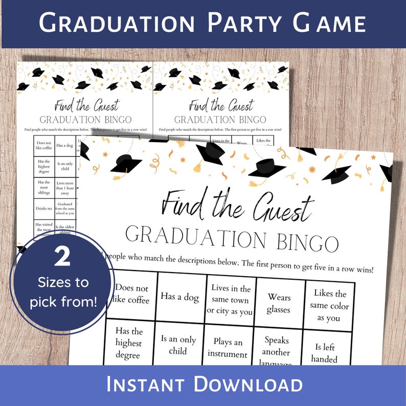 Graduation Bingo, Find the Guest Bingo, Graduation Games Printable ...
