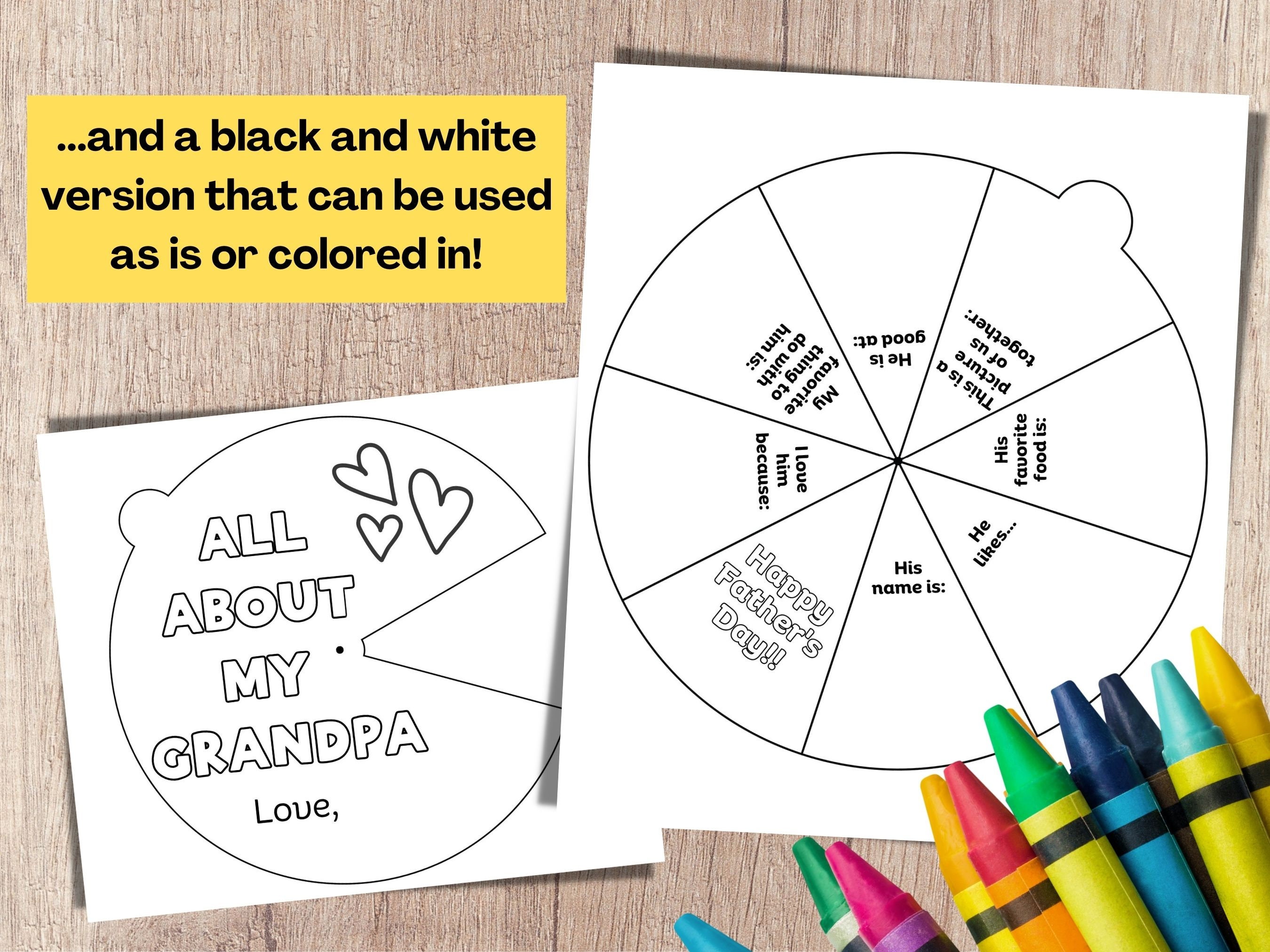 All About My Dad Coloring Wheel Fathers Day Printable Craft - Etsy