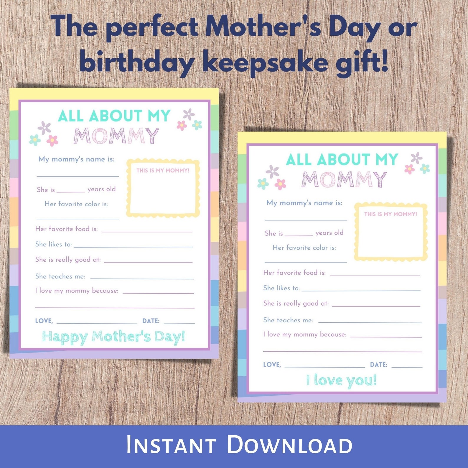 All About My Mom Printable, Printable Mother's Day Gift, Mom ...