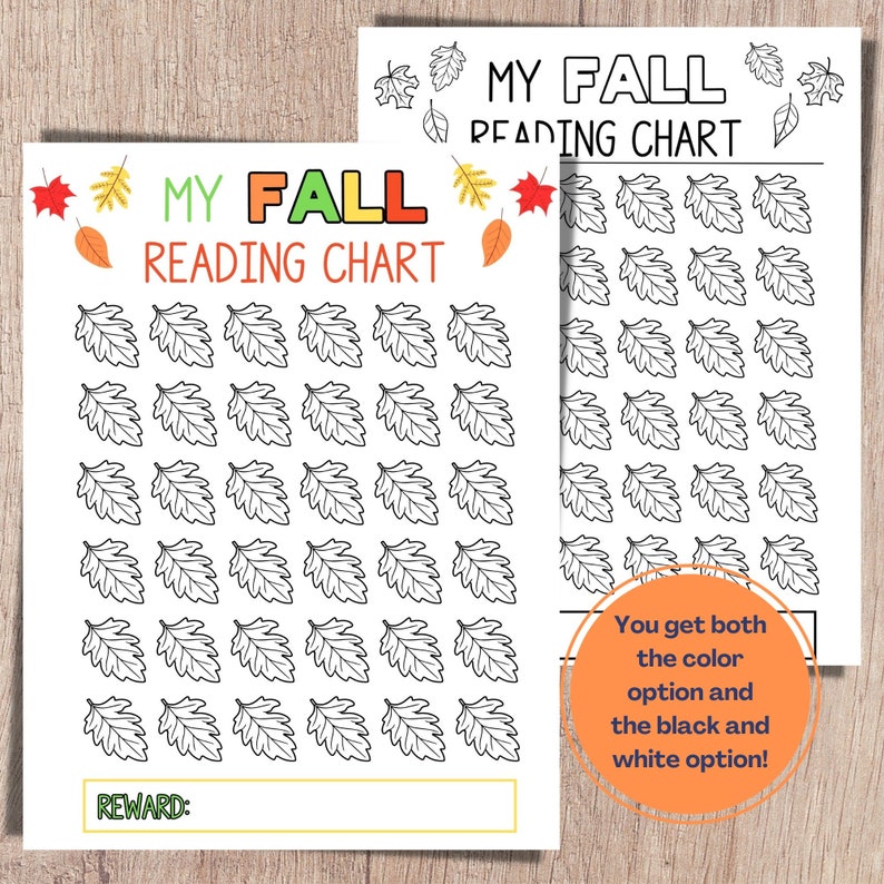 Fall Reading Chart, Fall Reading Challenge, Reading Log for Kids ...