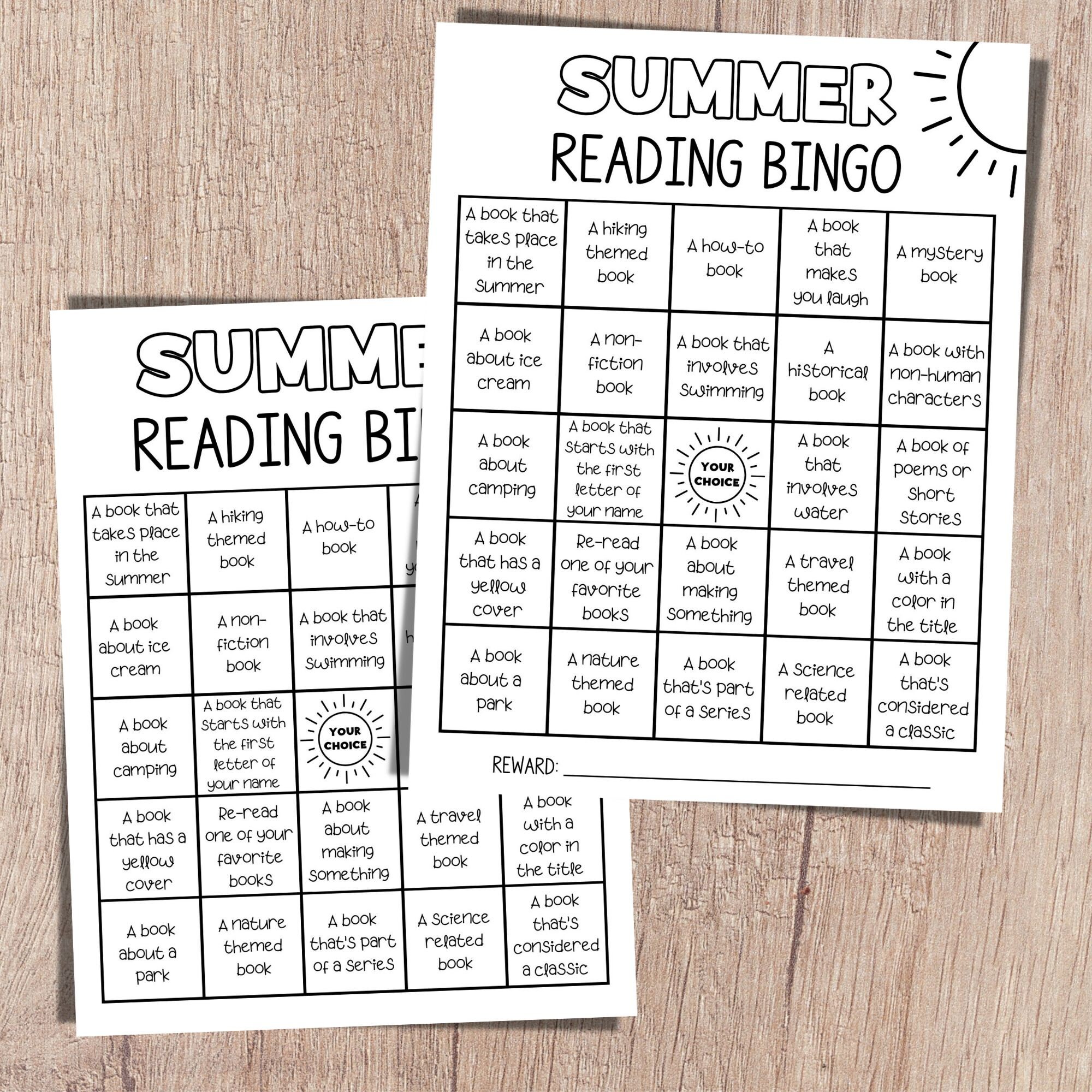 Summer Reading Log, Kids Reading Chart, Summer Reading Bingo, Summer ...