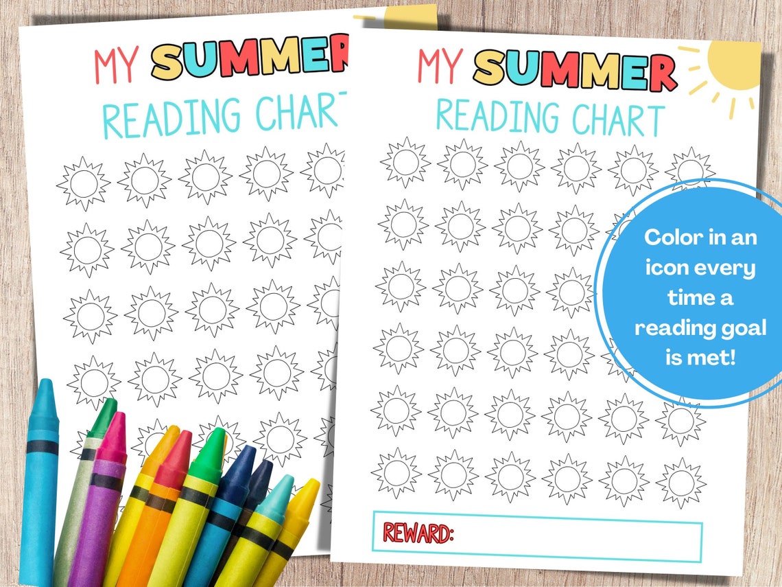 Summer Reading Chart, Summer Reading Challenge, Reading Log for Kids ...