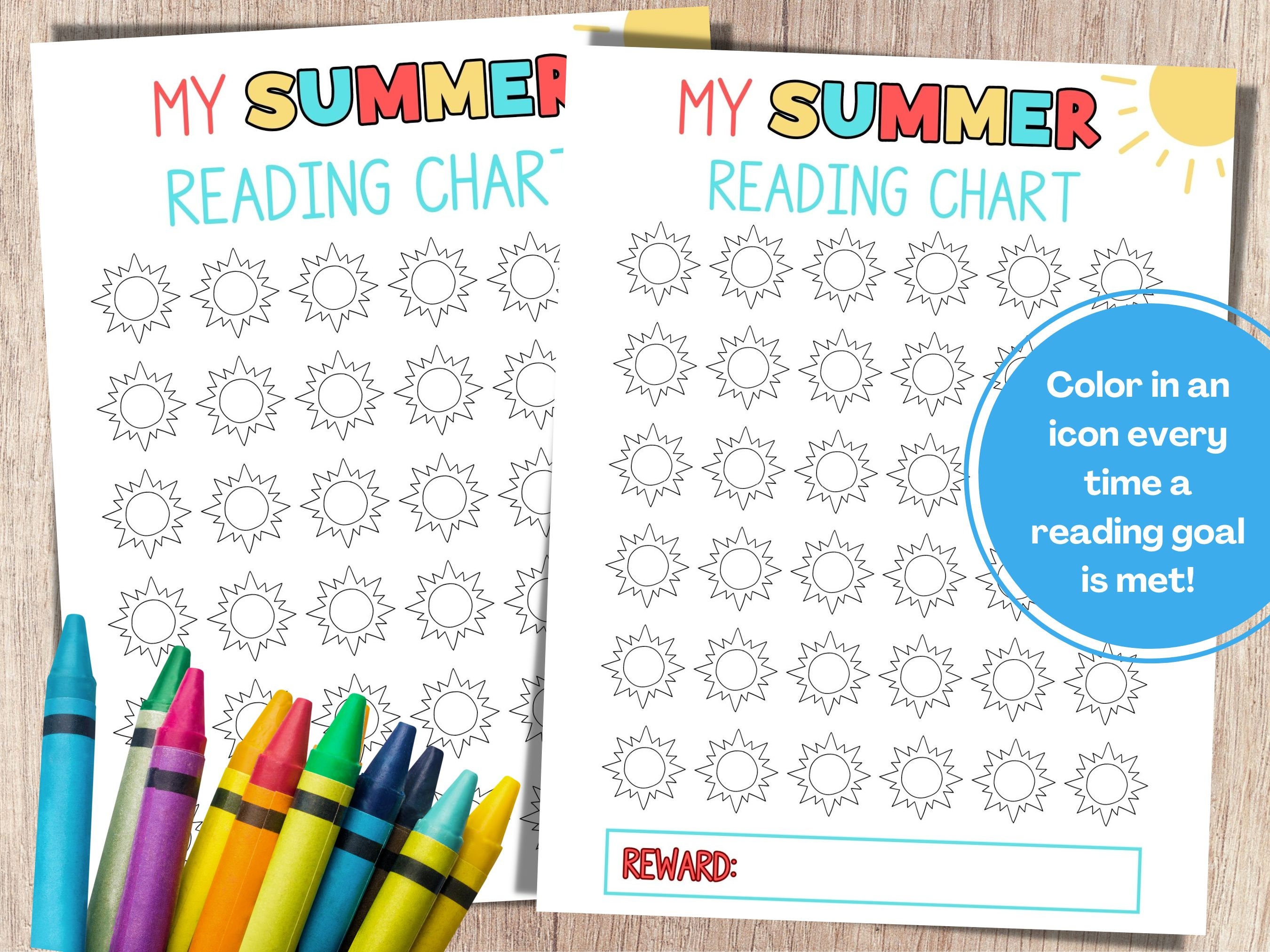 Summer Reading Chart, Summer Reading Challenge, Reading Log for Kids ...