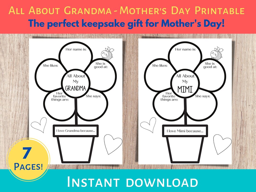 Printable Mother's Day Gift for Grandma All About My - Etsy