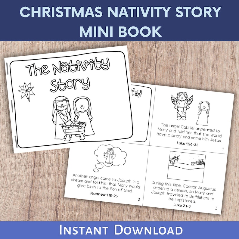 Nativity Story Mini Book, Nativity Story Printable, Nativity Craft ...