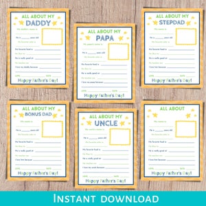 All About My Dad, Fathers Day Printable Craft, All About My Dad ...