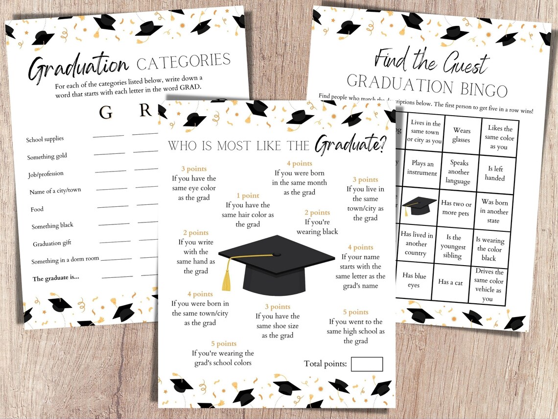Graduation Games Graduation Bundle Printable Grad Game Pass - Etsy