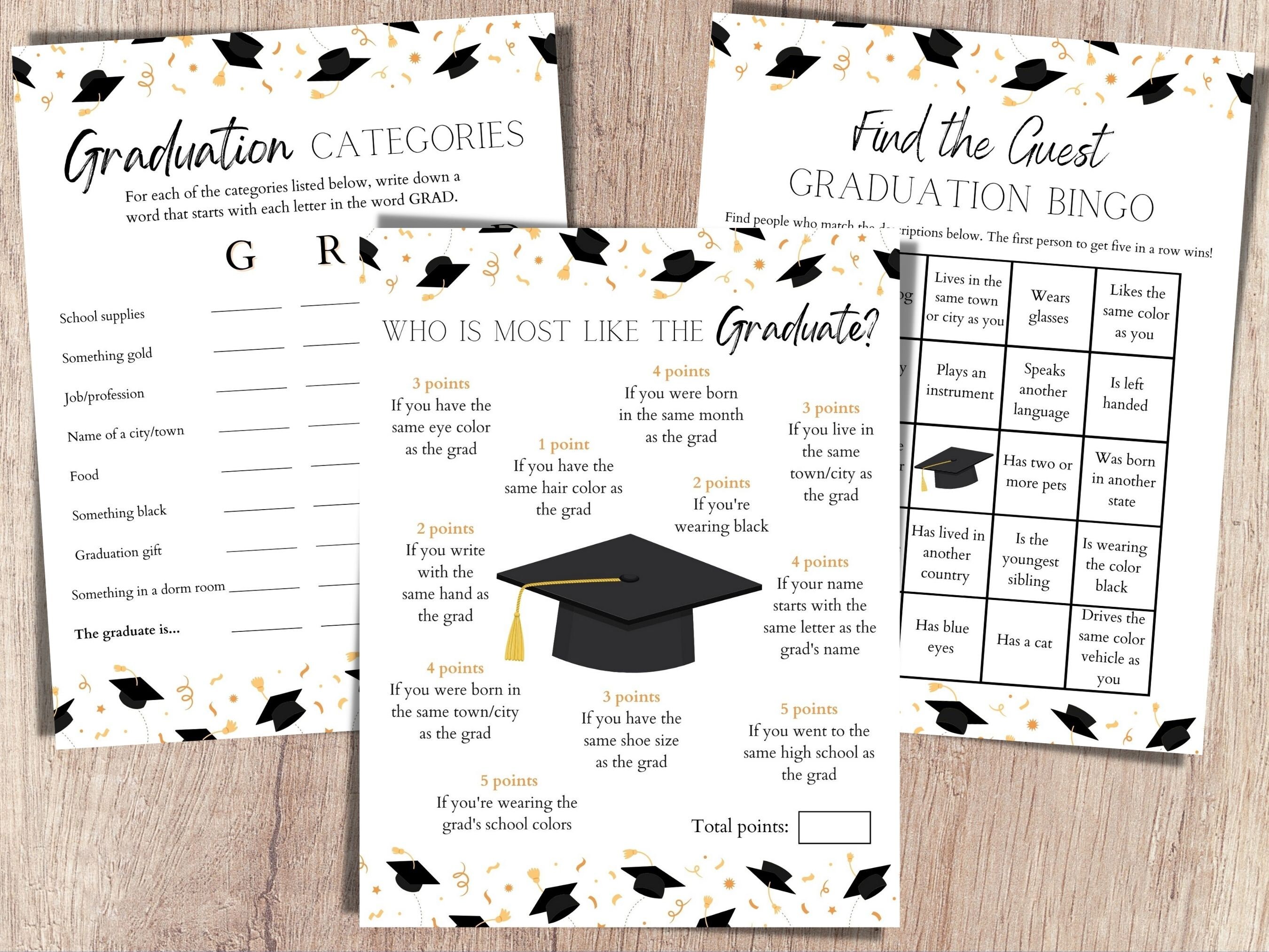 Graduation Games Graduation Bundle Printable Grad Game Pass - Etsy