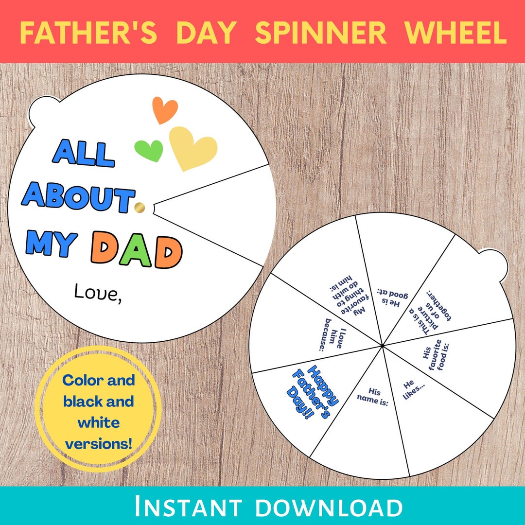 All About My Dad, Coloring Wheel, Fathers Day Printable Craft, All ...