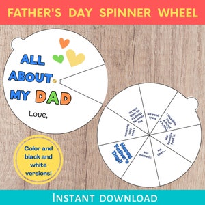 All About My Dad, Coloring Wheel, Fathers Day Printable Craft, All ...