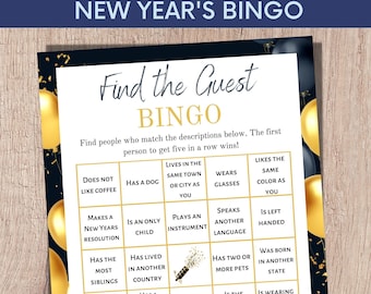 New Years Find the Guest Bingo, Find the Guest Game, New Years Eve ...