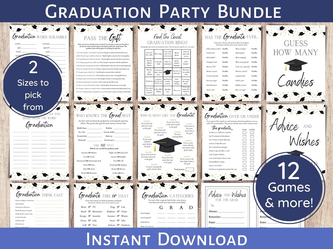 Graduation Games Graduation Bundle Printable Grad Game Pass - Etsy