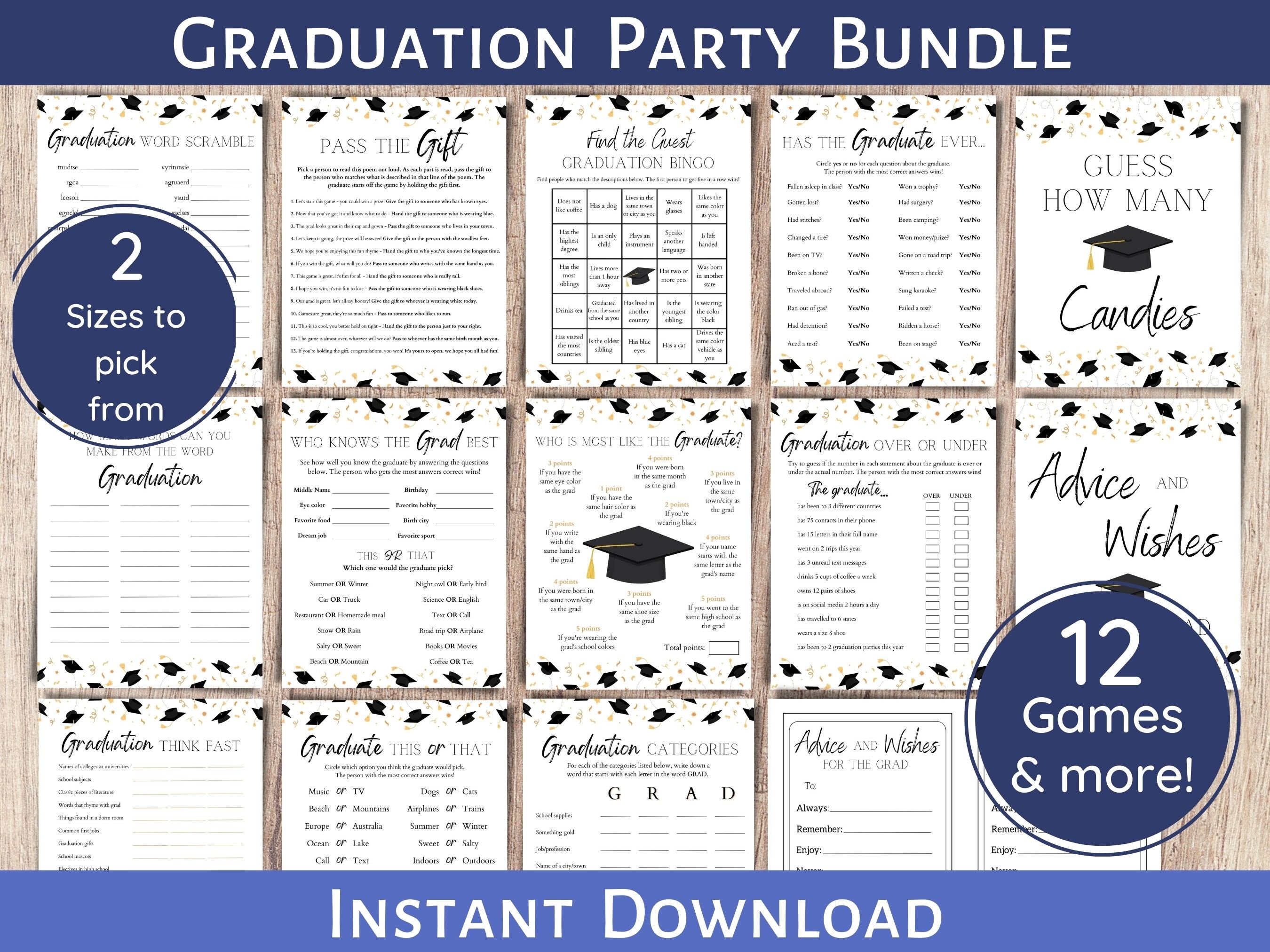 Graduation Games Graduation Bundle Printable Grad Game Pass - Etsy