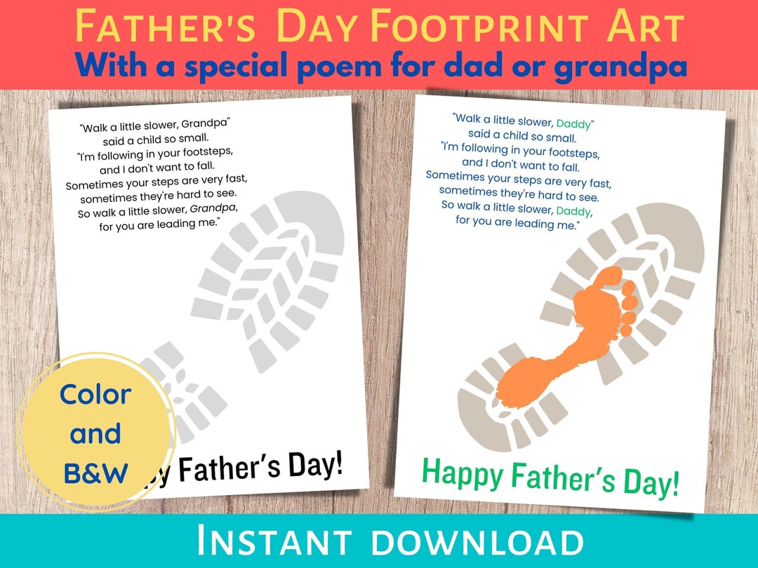 Fathers Day Poem Fathers Day Craft From Child Footprint Art - Etsy