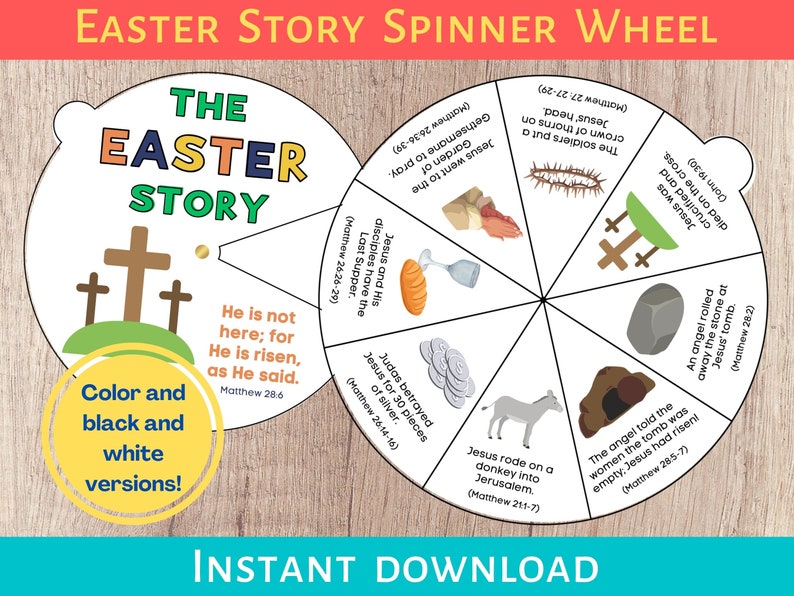 Easter Story Wheel Craft Easter Spinner Wheel Easter - Etsy