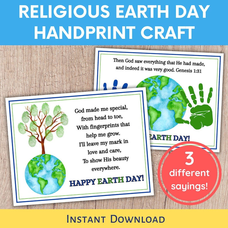 Earth Day Handprint Craft, Handprint Art, Earth Day Fingerprint Craft ...