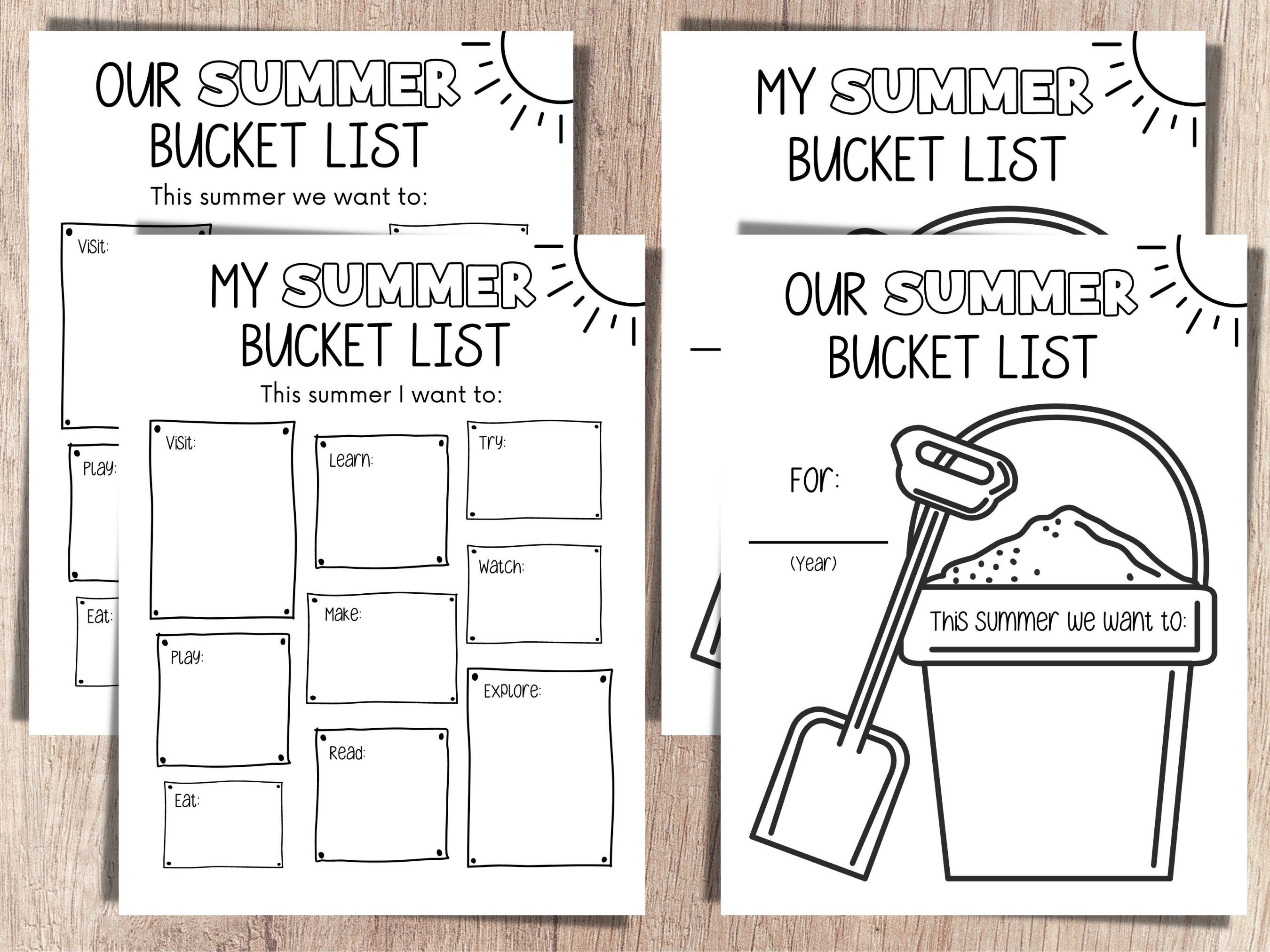Summer Bucket List Printable Kids Summer Activity Summer - Etsy