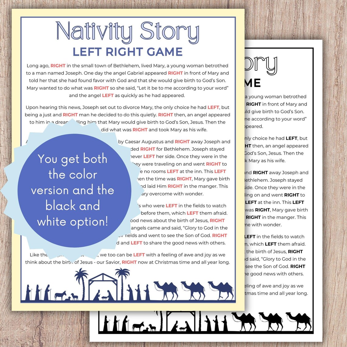 Nativity Left Right Game, Pass the Gift Game, Church Christmas Party ...