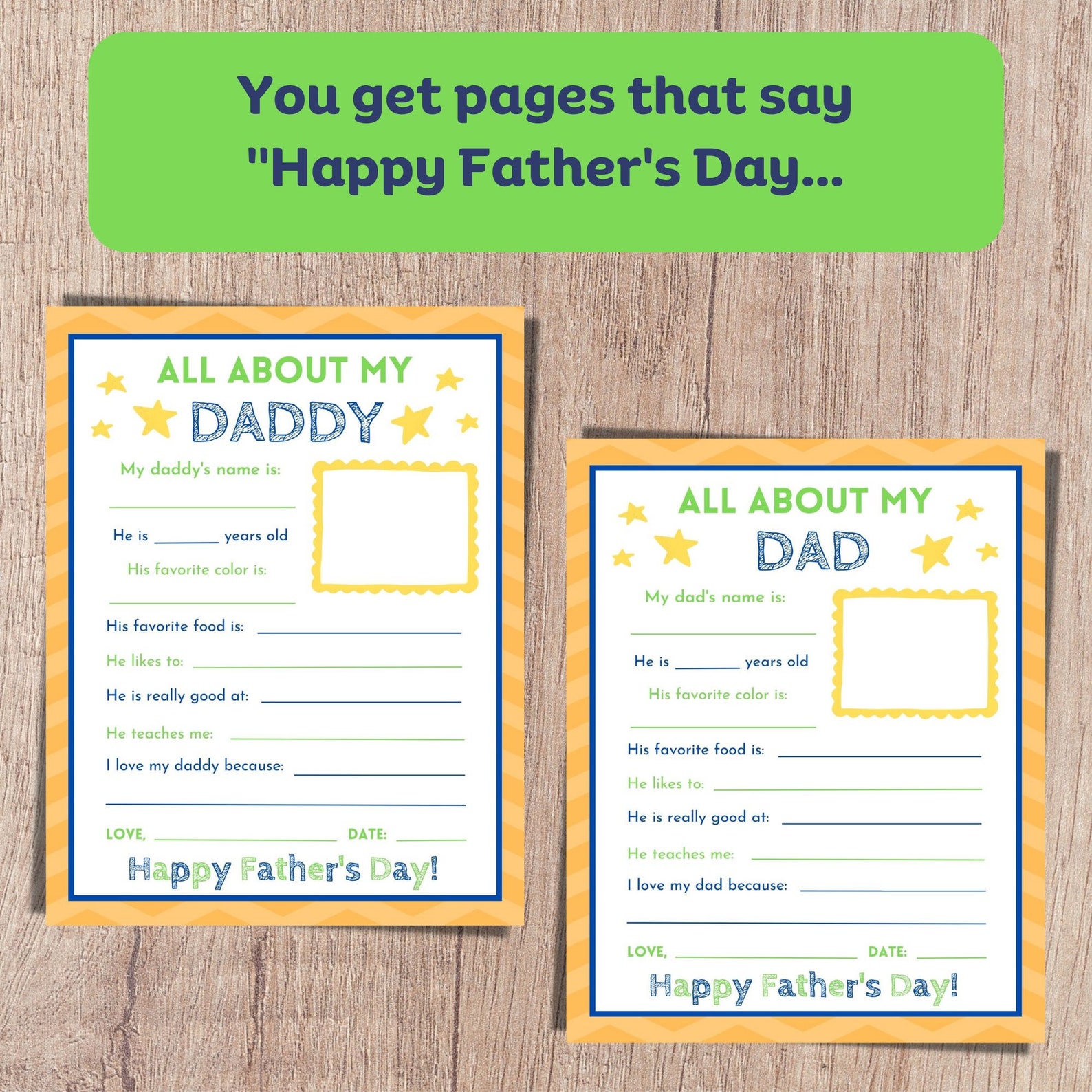 All About My Dad, Fathers Day Printable Craft, All About My Dad ...