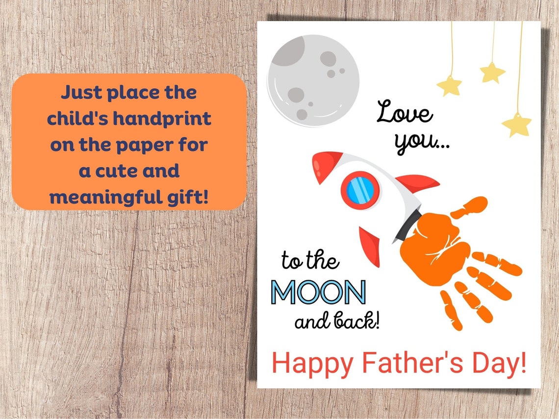 I Love You to the Moon and Back Happy Fathers Day Handprint - Etsy