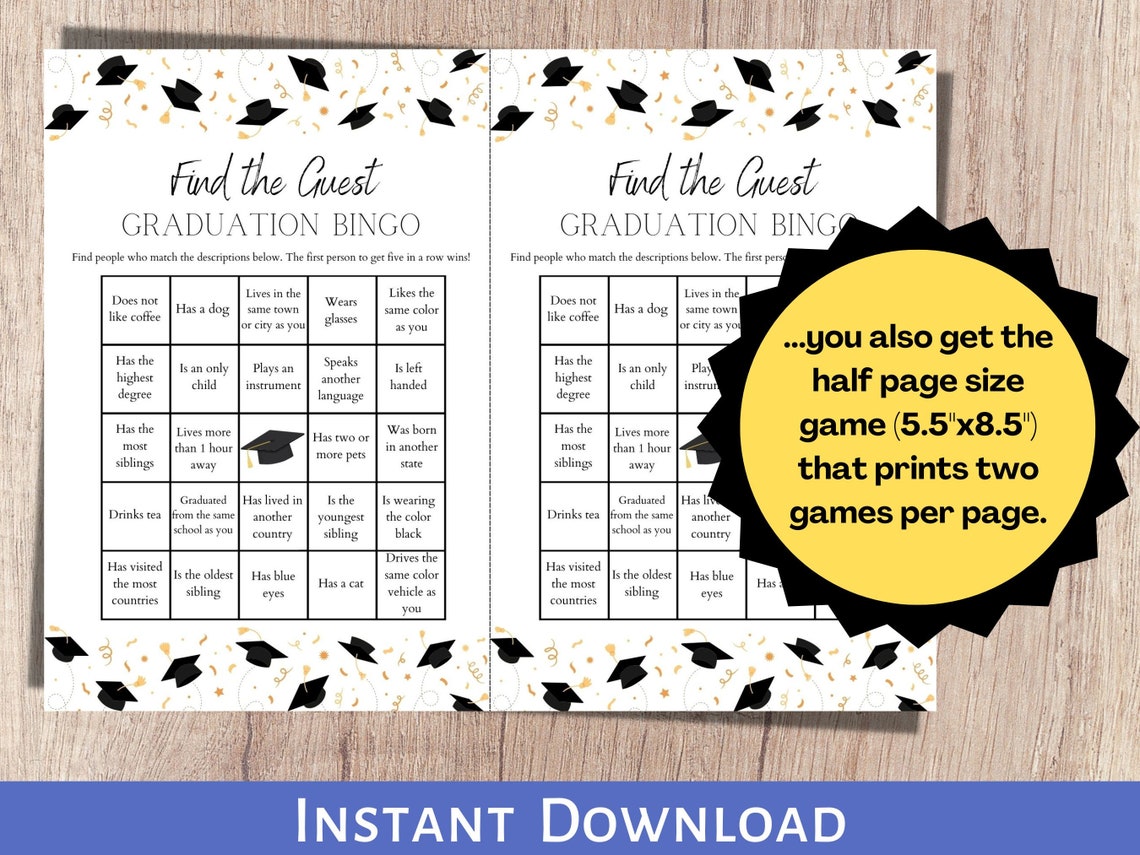 Graduation Bingo Find the Guest Bingo Graduation Games - Etsy
