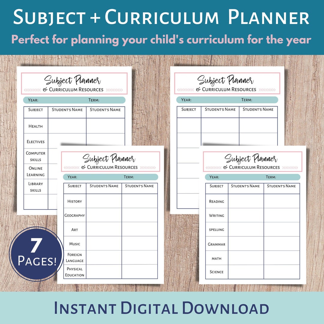 Subject Planner, Curriculum Record Keeper, Homeschool Resource List ...