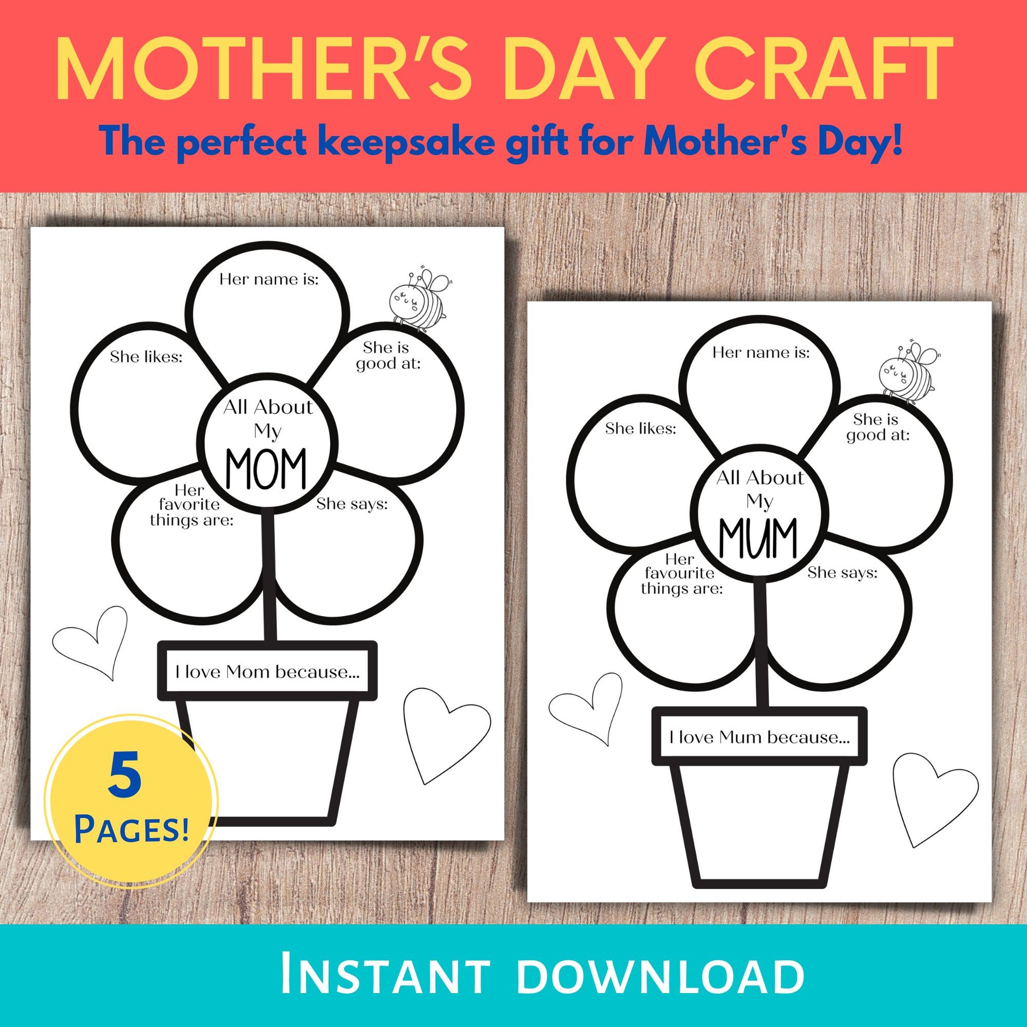 All About Mom Printable, Mother's Day Questionnaire, Mom Gift From Kids ...