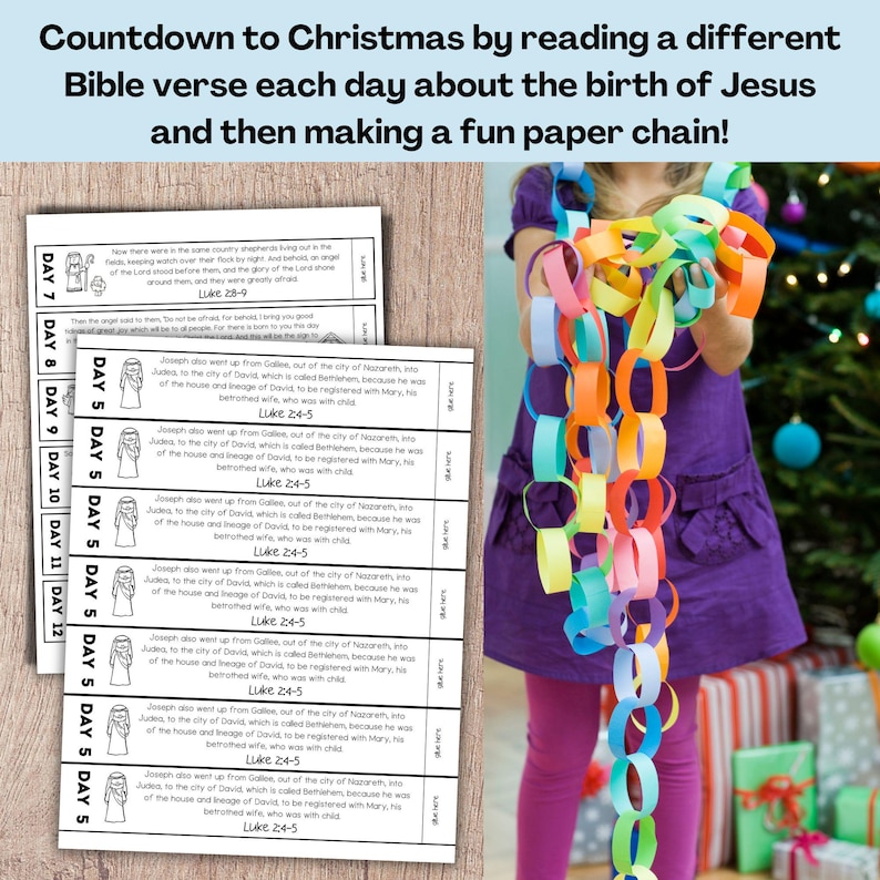 Paper Chain Advent Calendar, Nativity Printable, Classroom Advent ...