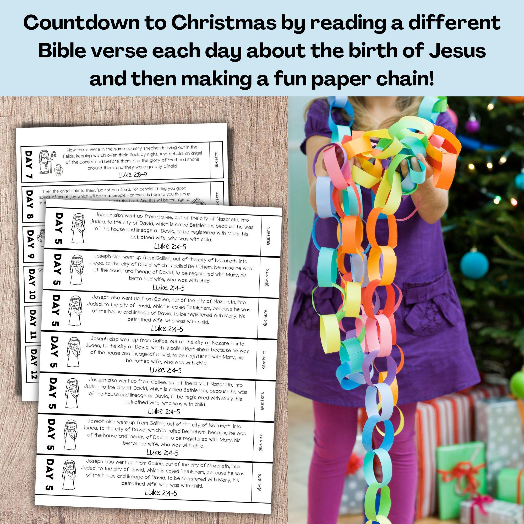 Paper Chain Advent Calendar, Nativity Printable, Classroom Advent ...