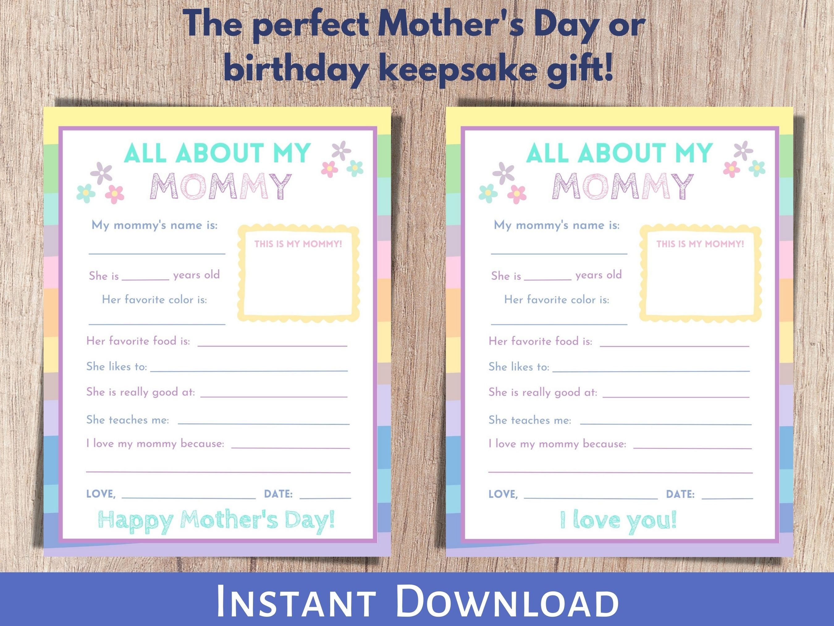 All About My Mom Printable, Printable Mother's Day Gift, Mom ...