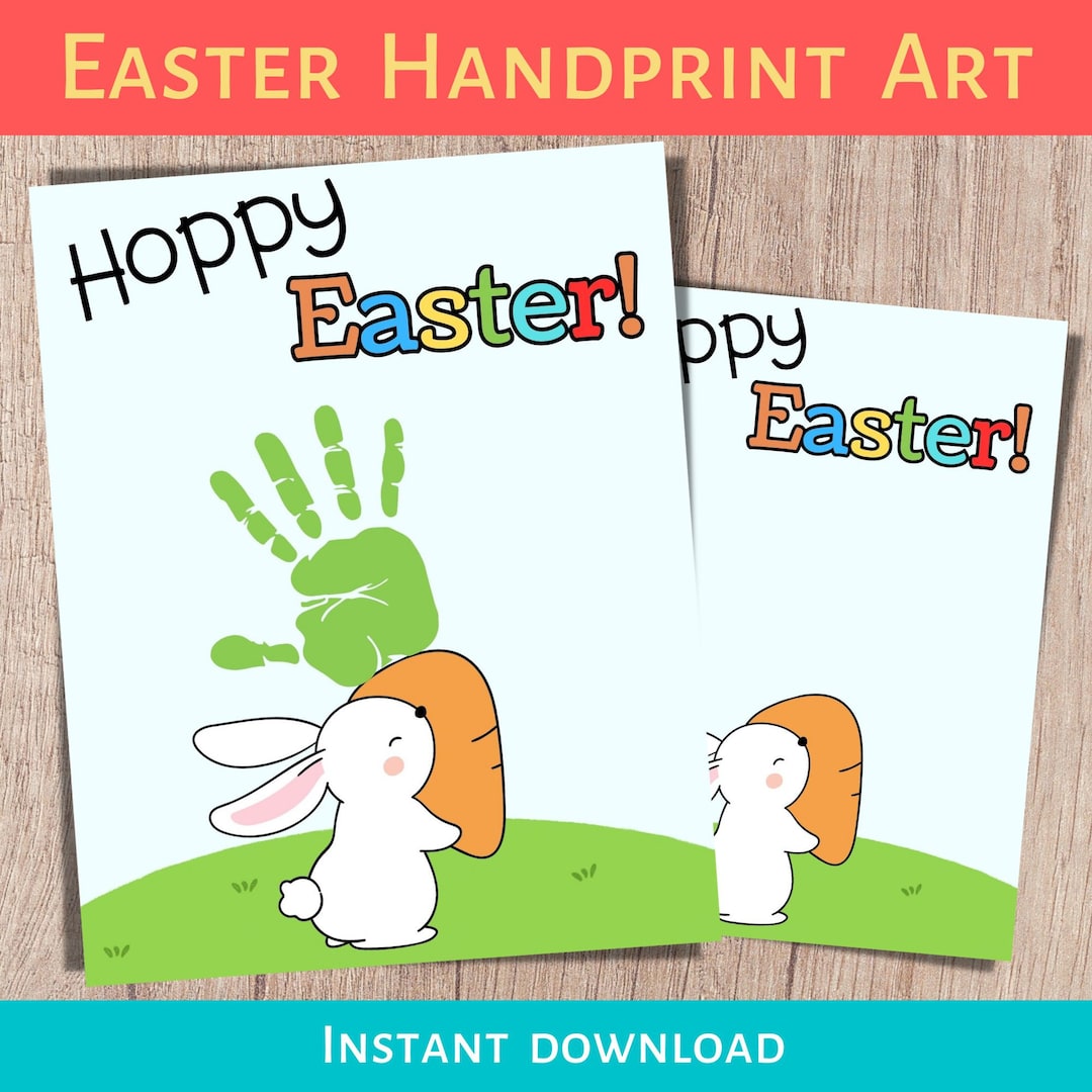 Hoppy Easter Handprint, Easter Handprint Craft, Handprint Art, Hoppy ...