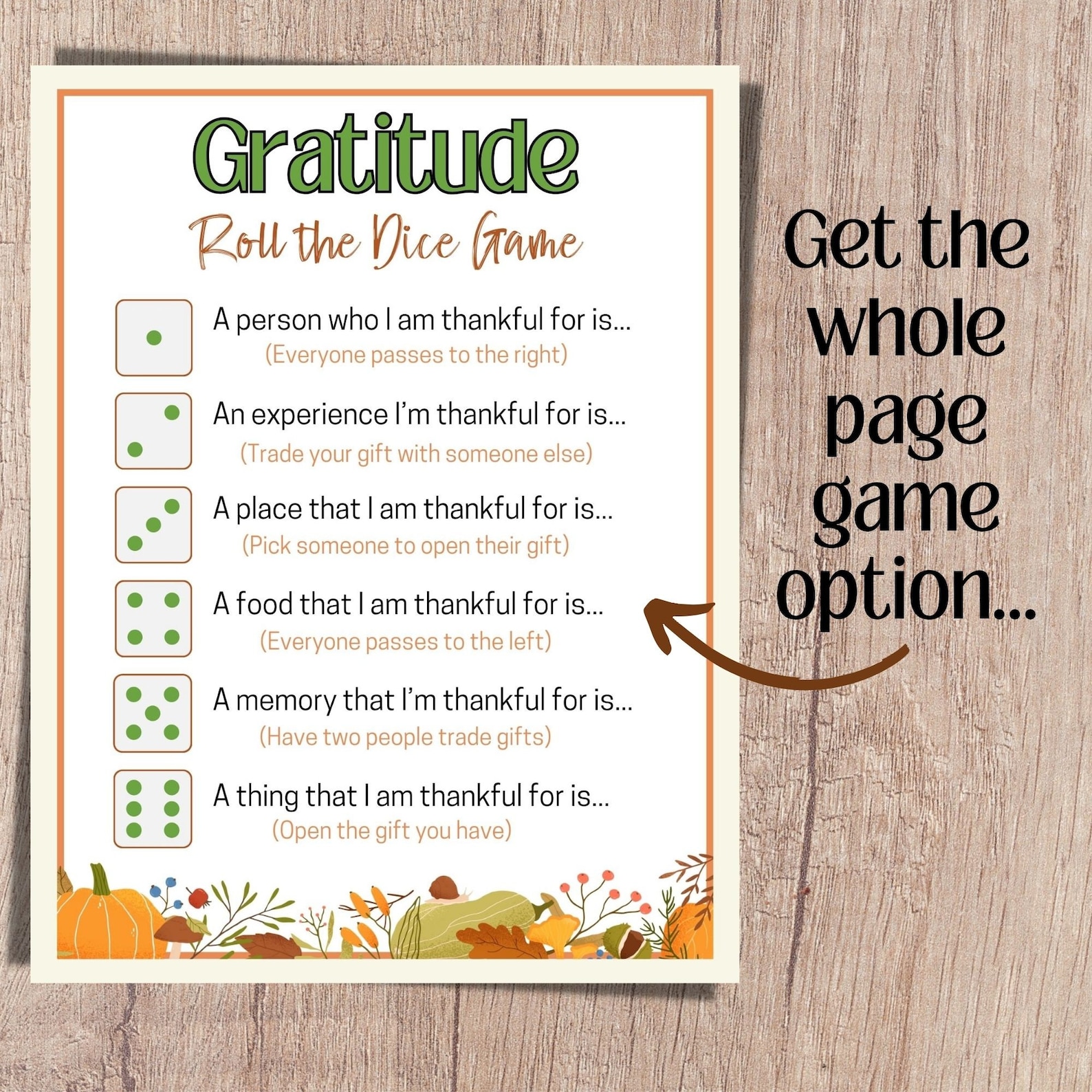 Thanksgiving Gratitude Game, Gratitude Dice Game, Thanksgiving Dice ...