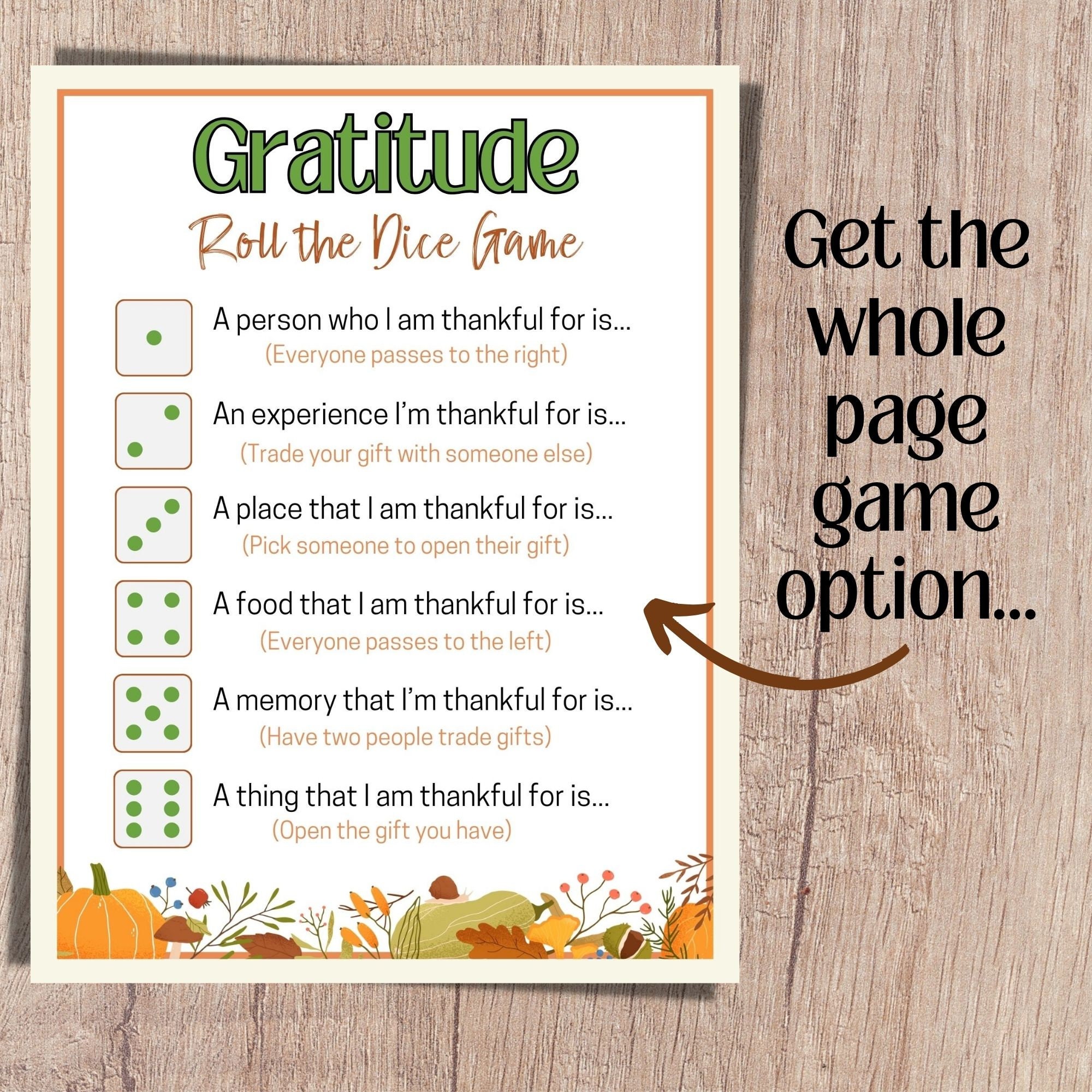 Thanksgiving Gratitude Game, Gratitude Dice Game, Thanksgiving Dice ...
