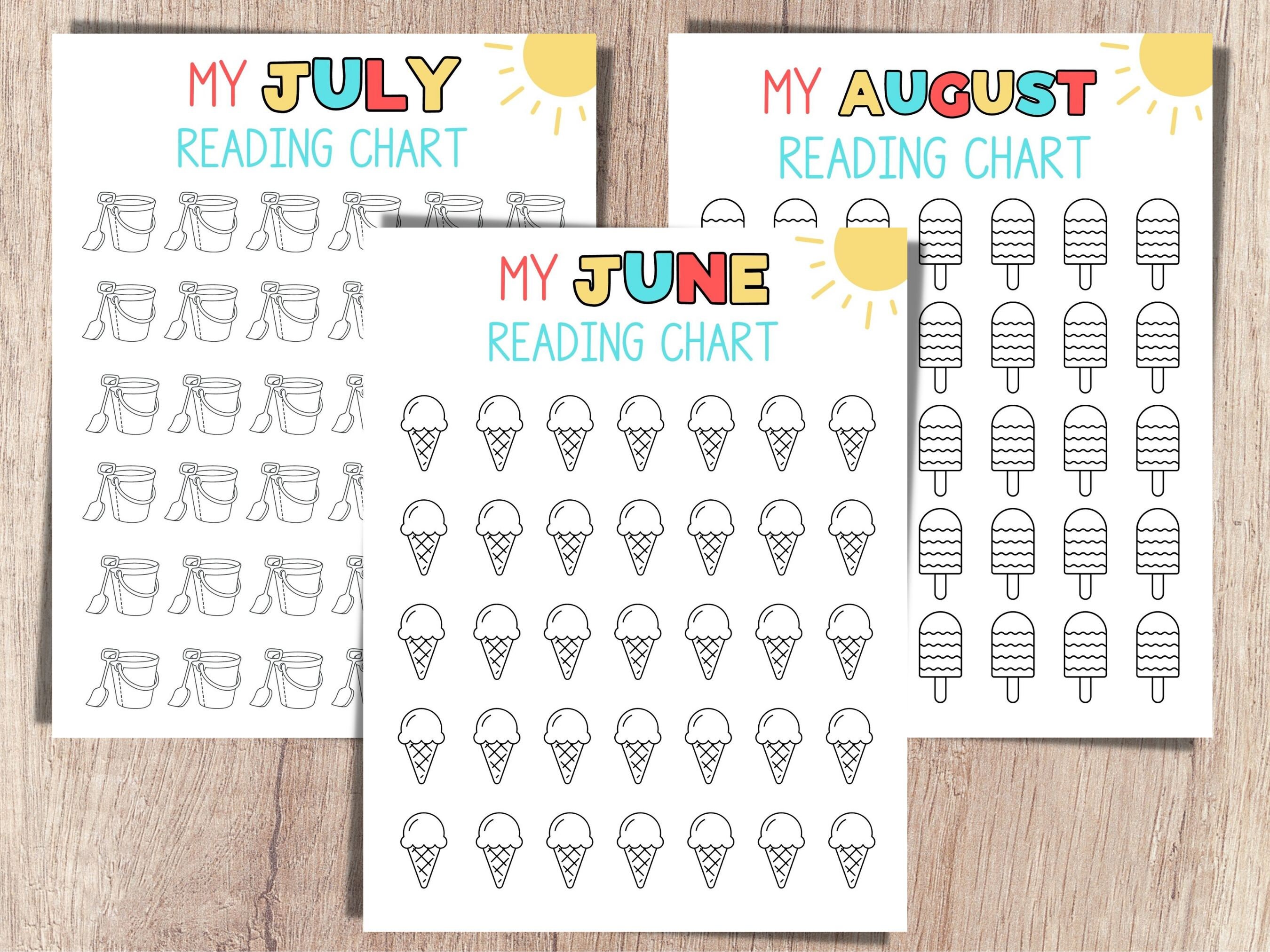 Summer Reading Chart, Summer Reading Challenge, Reading Log for Kids ...