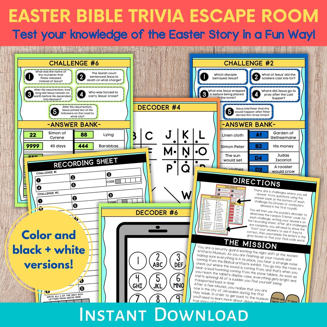 Easter Story Escape Room, Easter Trivia, Easter Activity, Easter Escape ...