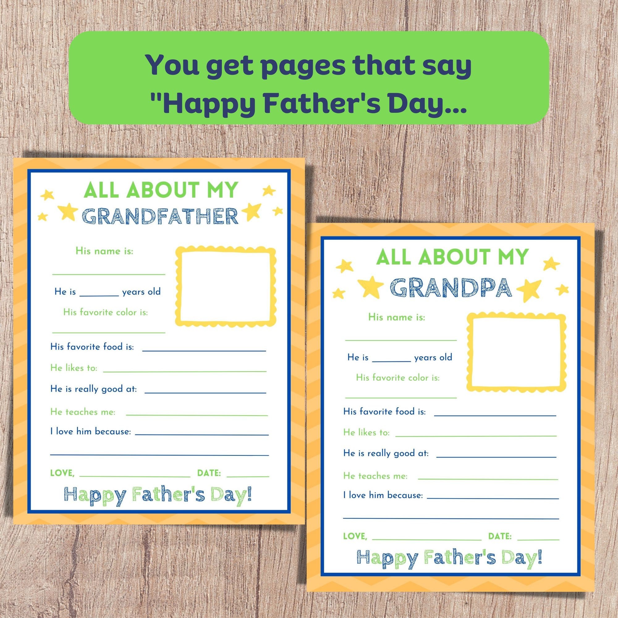 All About My Grandpa, Fathers Day Printable Craft, Grandparents Day ...