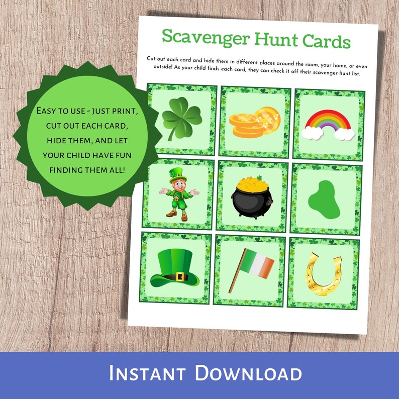 St. Patrick's Day Scavenger Hunt for Little Kids, Treasure Hunt ...
